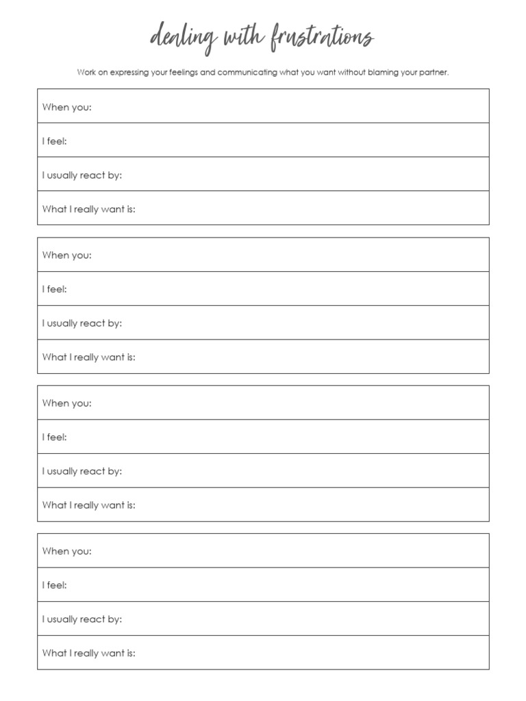 ENL-Couples-Worksheets Dealing With Frustrations | PDF