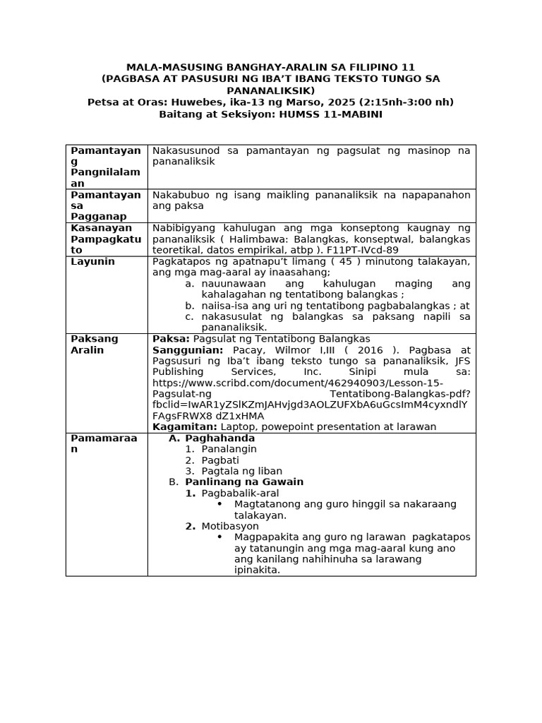 final COT LESSON PLAN | PDF