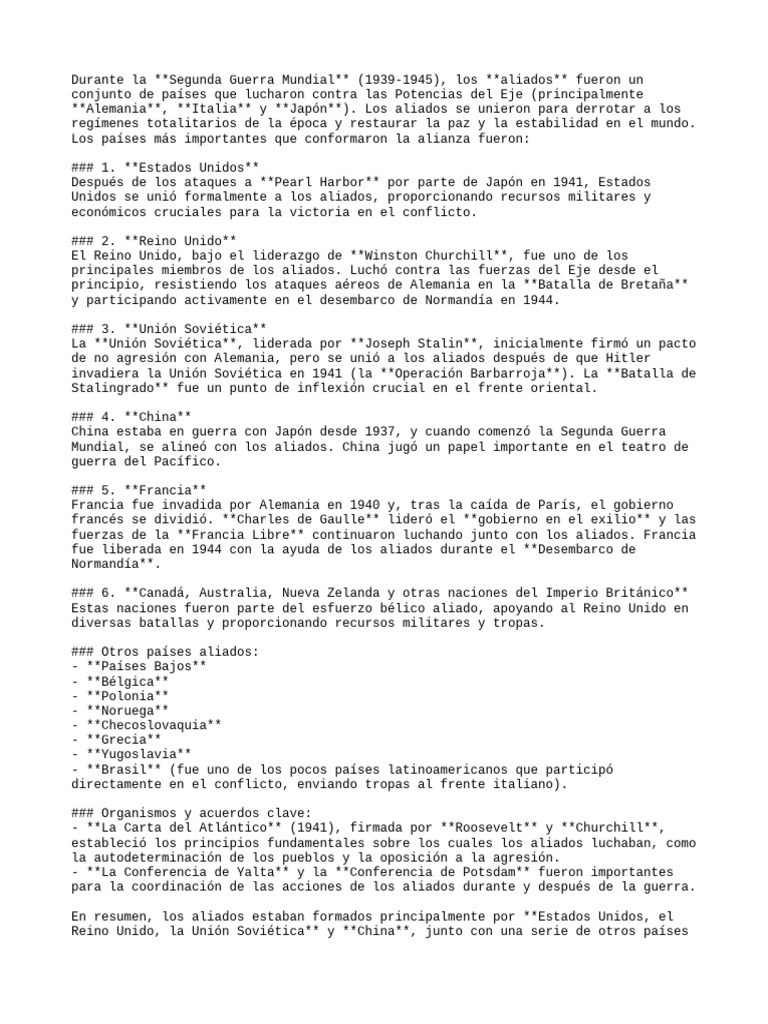 Principales países aliados en WWII | PDF | Aliados de la Segunda Guerra ...