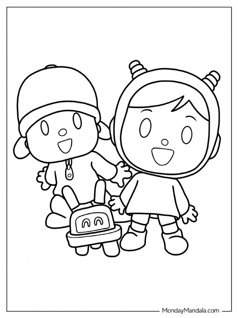 Pocoyo Nina And Roberto Coloring In For Preschoolers Pdf