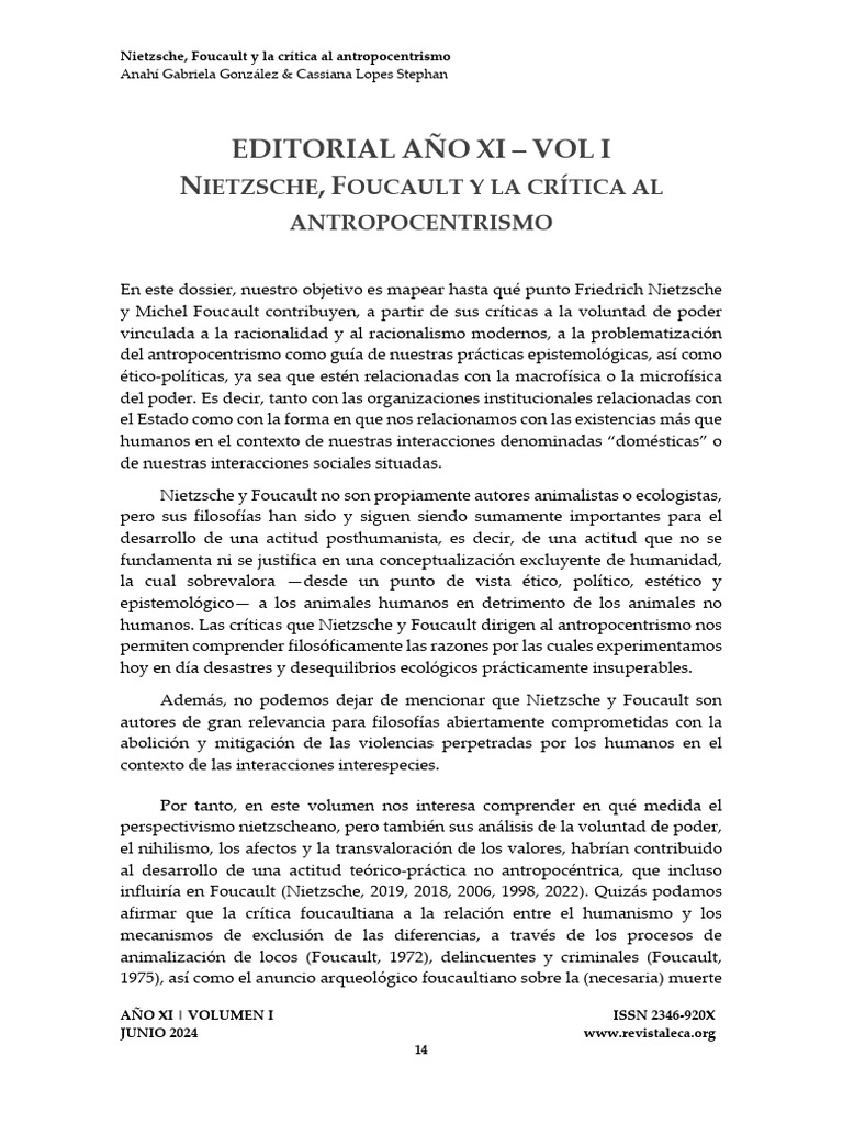 Nietzsche, Foucault y La Crítica Al Antropocentrismo | PDF | Michel ...