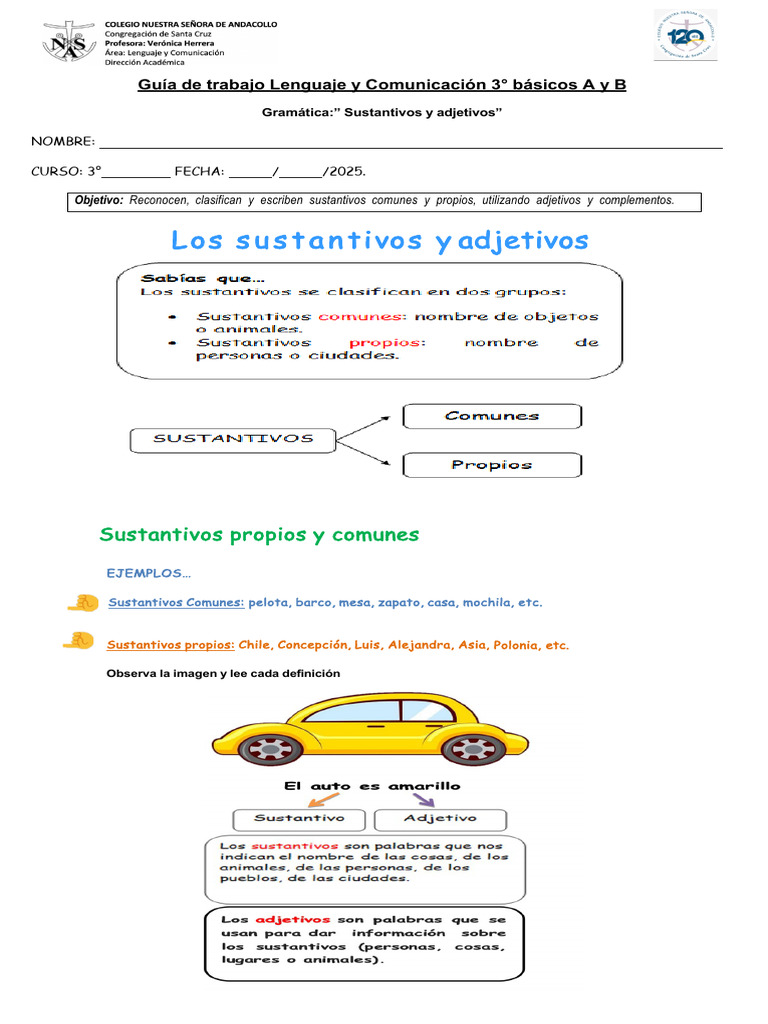 Guia de Sustantivos y Adjetivos | PDF