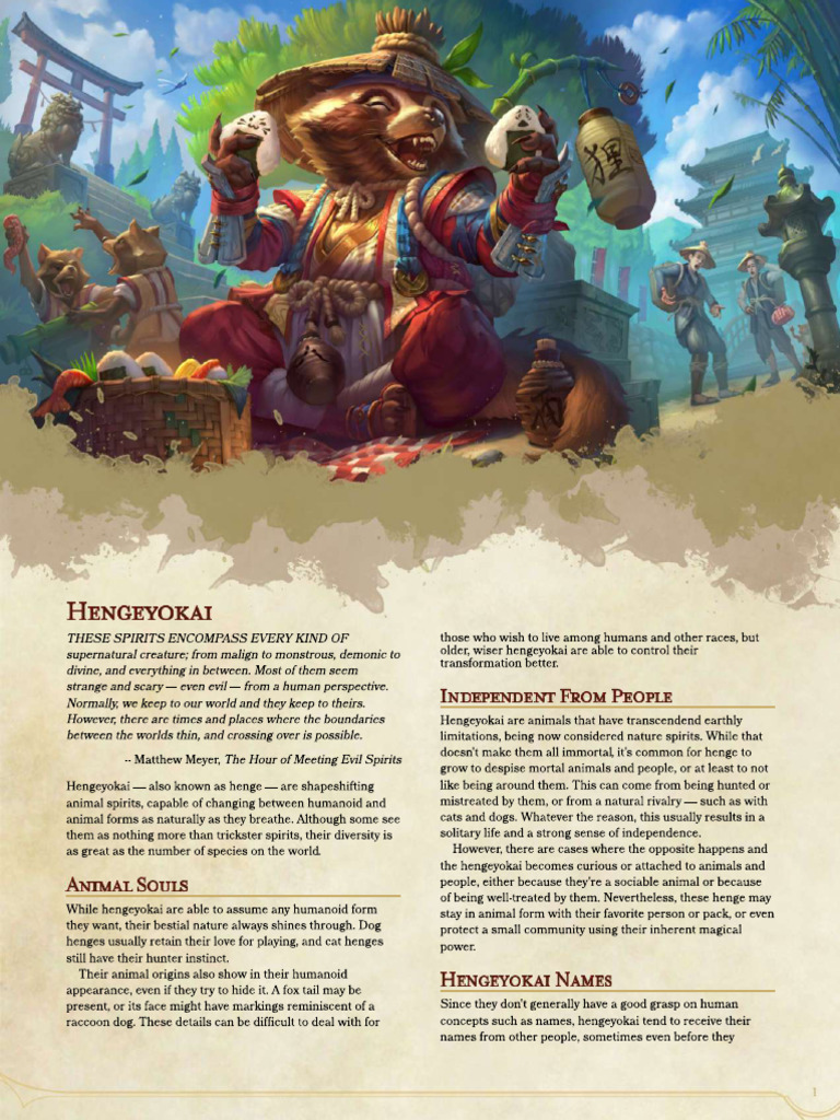 Hengeyokai v1.0 - A Japanese Inspired Shapeshifting Race | PDF