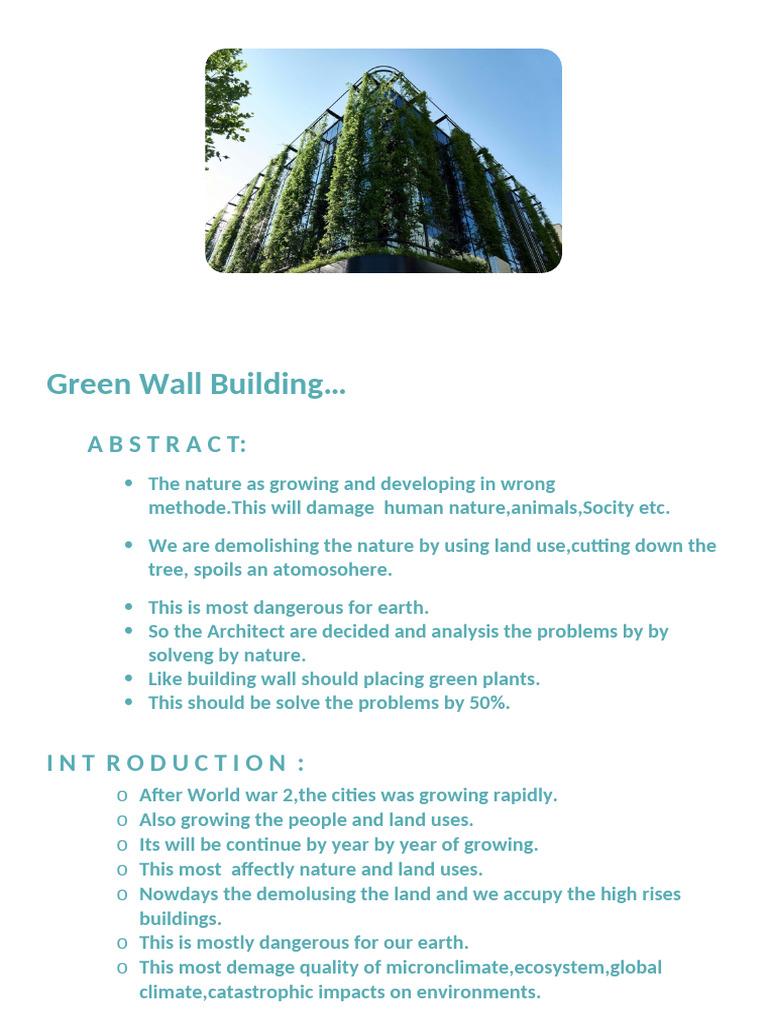 Green Walls: A Solution for Urban Nature | PDF | Nature | Natural ...