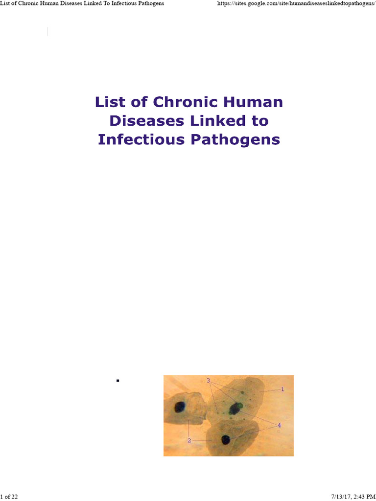 2A DIAGNOSIS List of Chronic Human Diseases Linked To Infectious ...