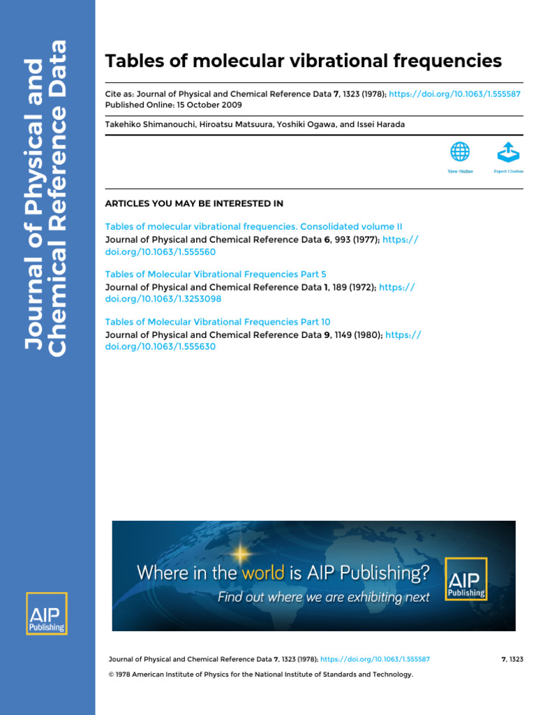 Tables of Molecular Vibrational Frequencies: Articles You May Be ...