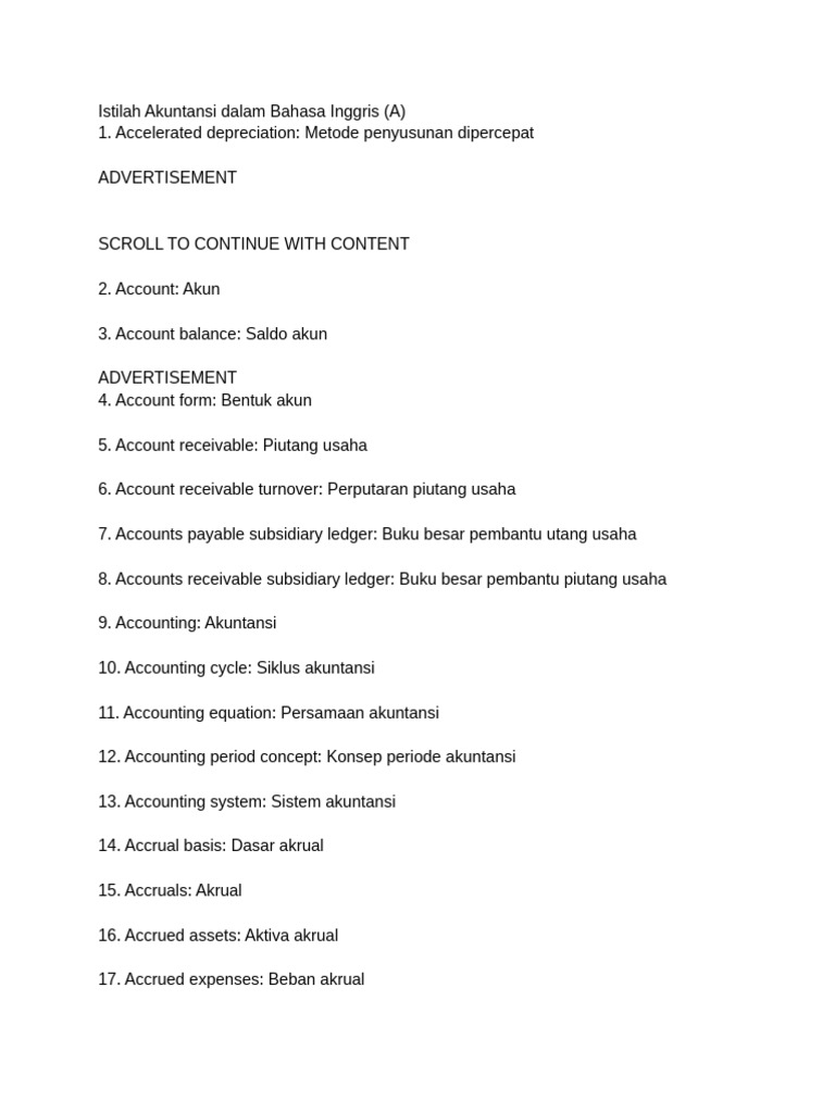 Istilah Akuntansi Dalam Bahasa Inggris | PDF
