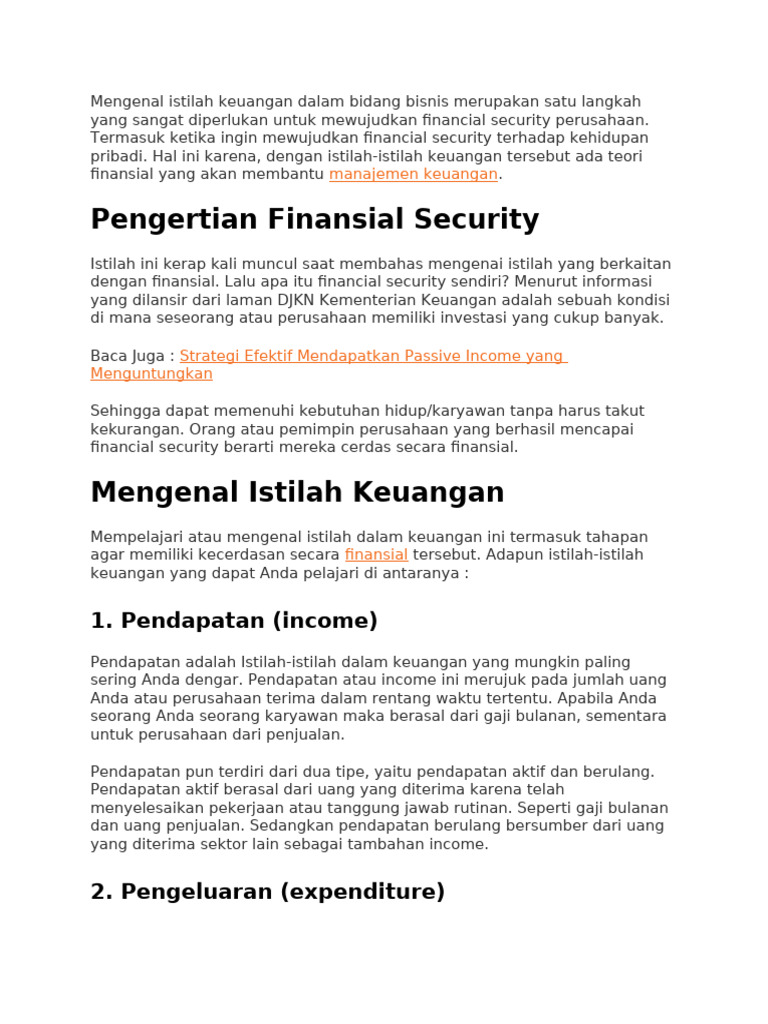 Mengenal Istilah Keuangan Dalam Bidang Bisnis Merupakan Satu Langkah ...