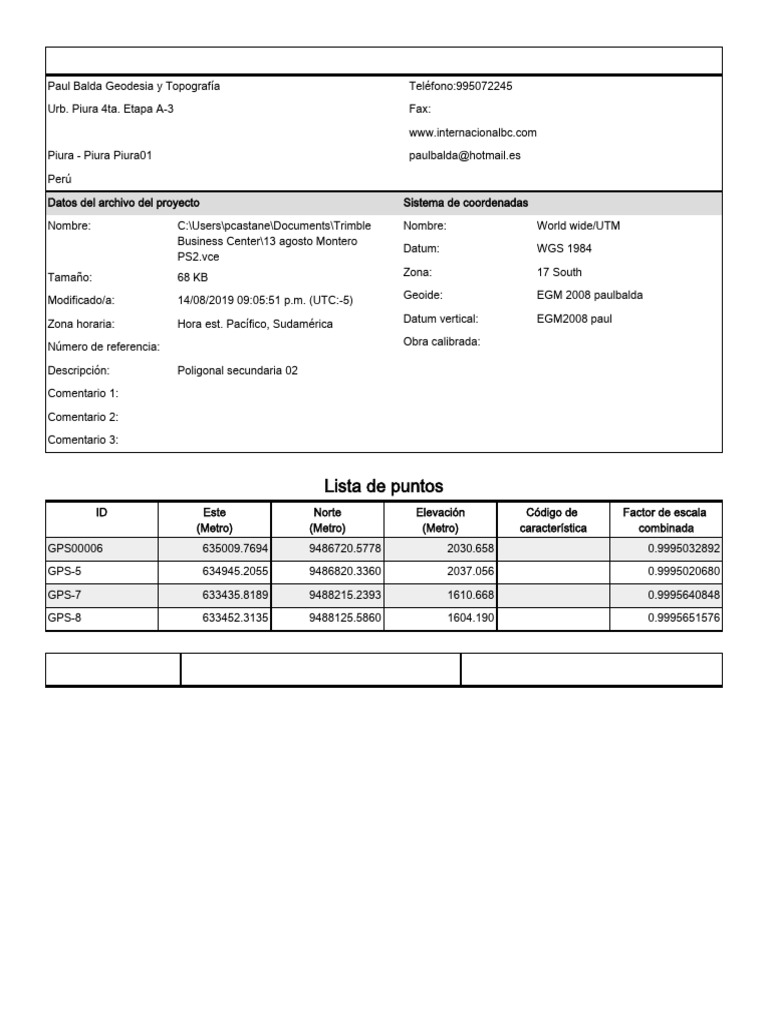 Lista de Puntos PS02 | PDF | Geofísica | Cartografía