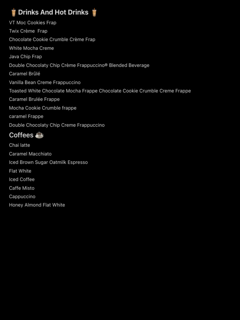 ?drinks and Hot Drinks ? | PDF