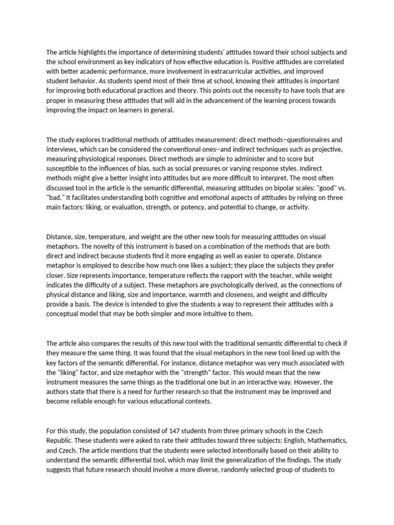 The Article Highlights The Importance of Determining Students | PDF ...