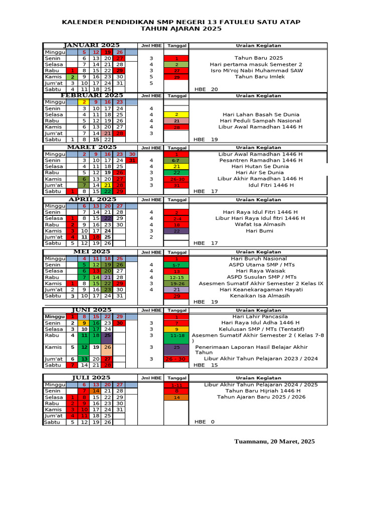 Kalender Pendidikan Siap Print Siti | PDF