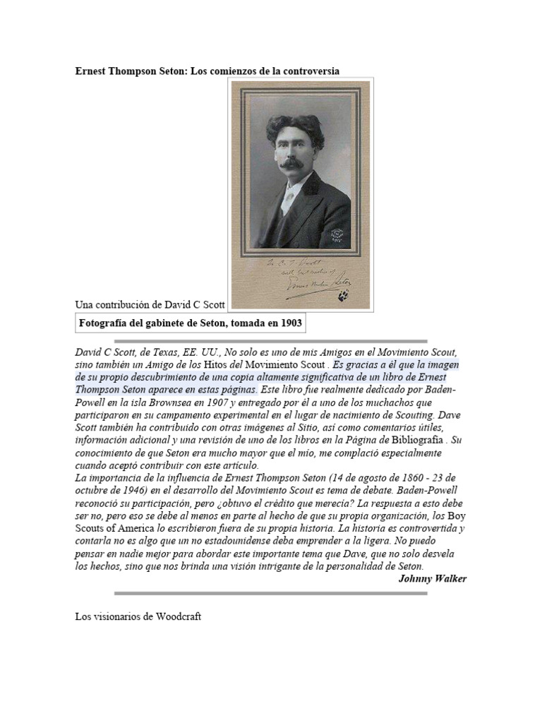 Controversia sobre Seton y el Movimiento Scout | PDF | Boy Scouts de ...