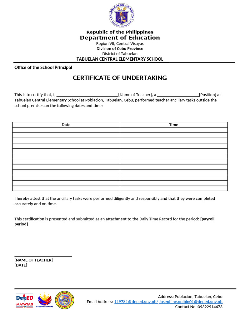 Certificate of Undertaking | PDF
