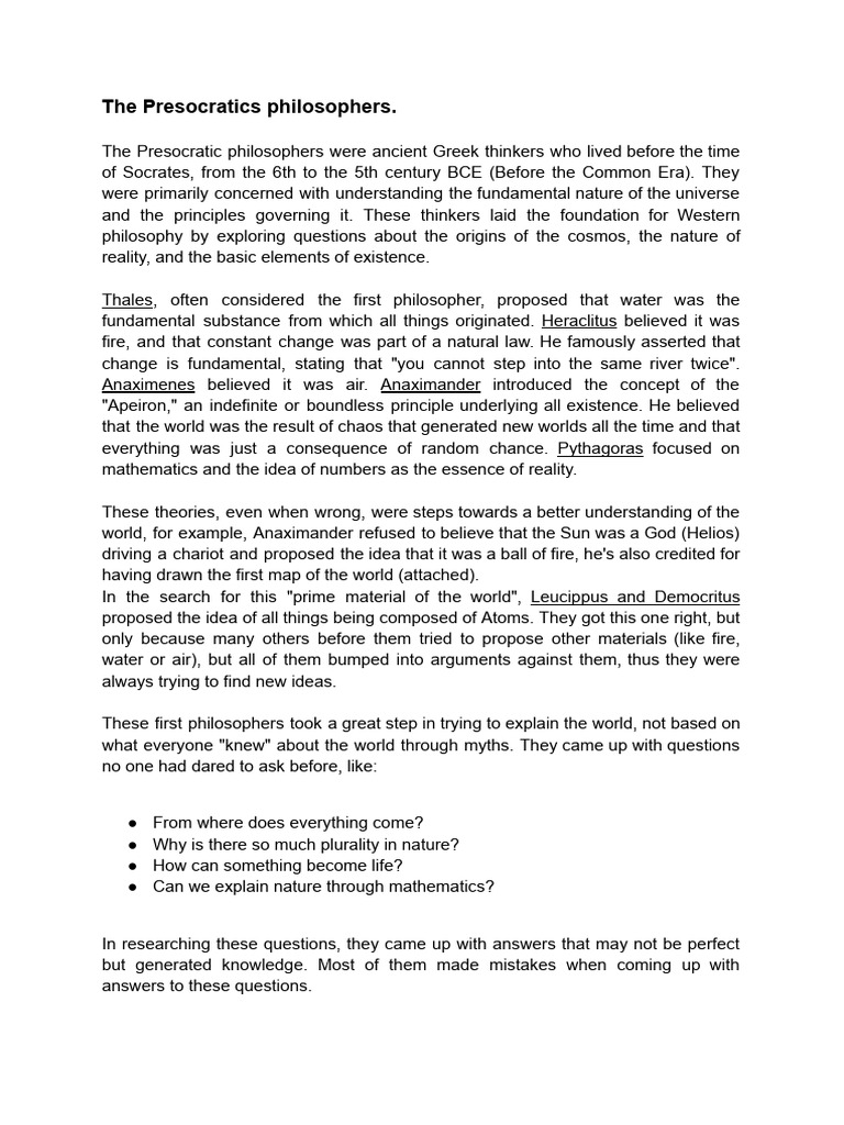 The Presocratic Philosophers | PDF | Metaphysics | Ancient Greek Philosophy