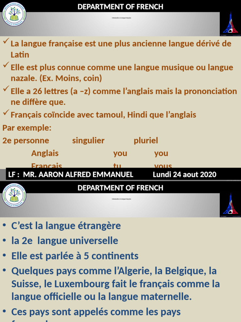 Introduction À La Langue Francaise | PDF | Langue française | Linguistique