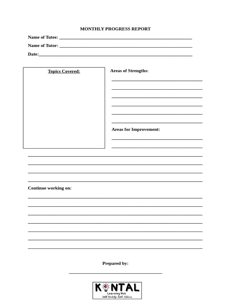Monthly Progress Report Form | PDF