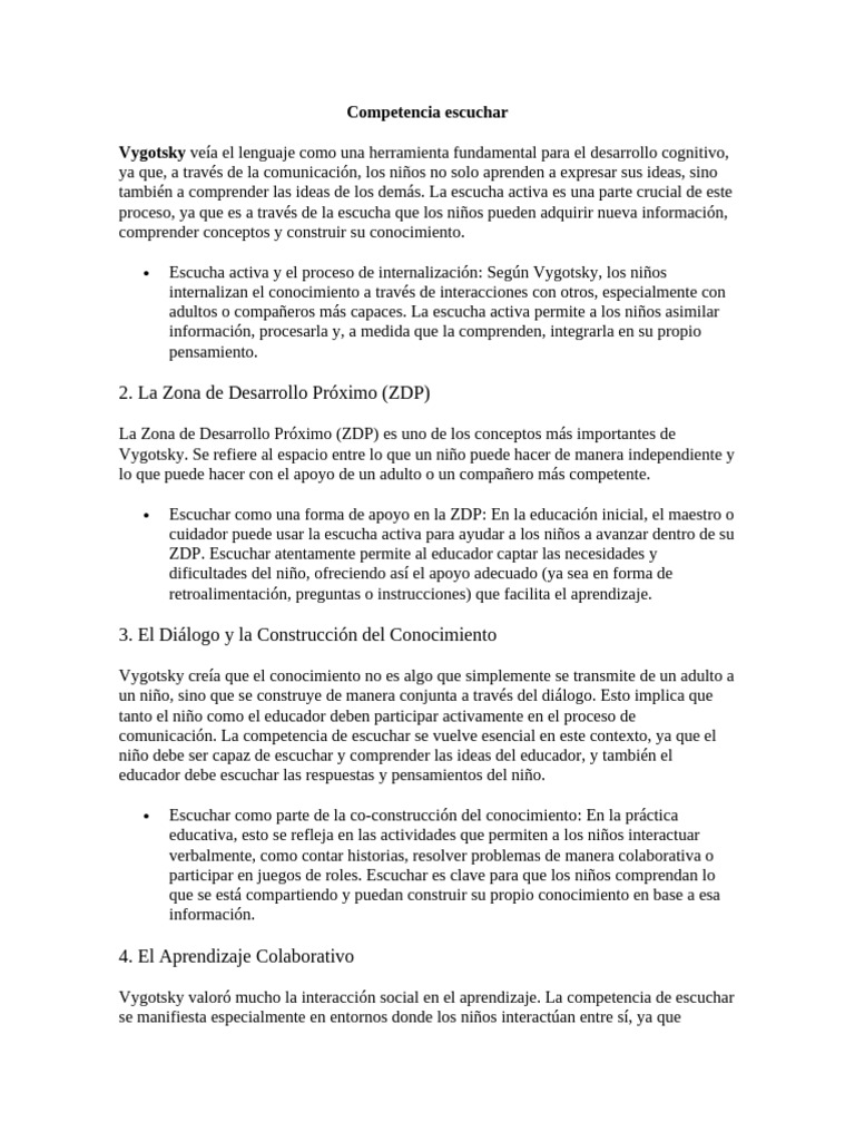 Escucha Activa en el Aprendizaje Infantil | PDF | Aprendizaje ...