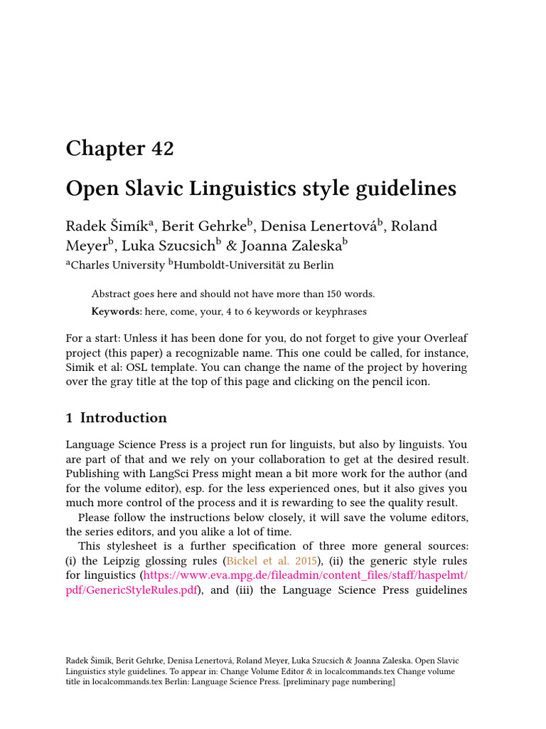 Open Slavic Linguistics at Langsci Template For Papers in Edited ...