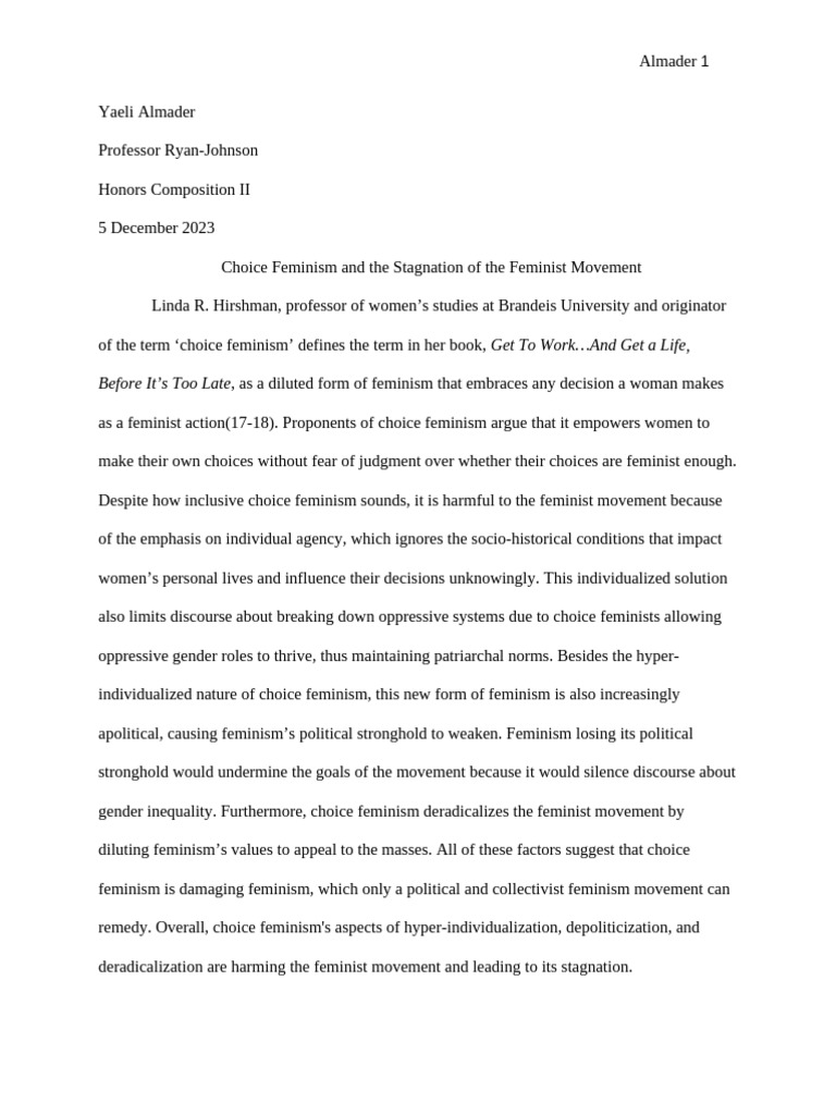 Argumentative Research Essay | PDF | Gender Studies | Feminism