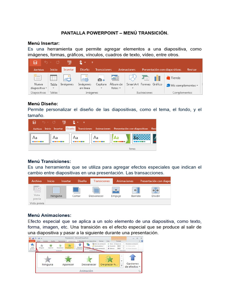 Pantalla Powerpoint - Menú | PDF