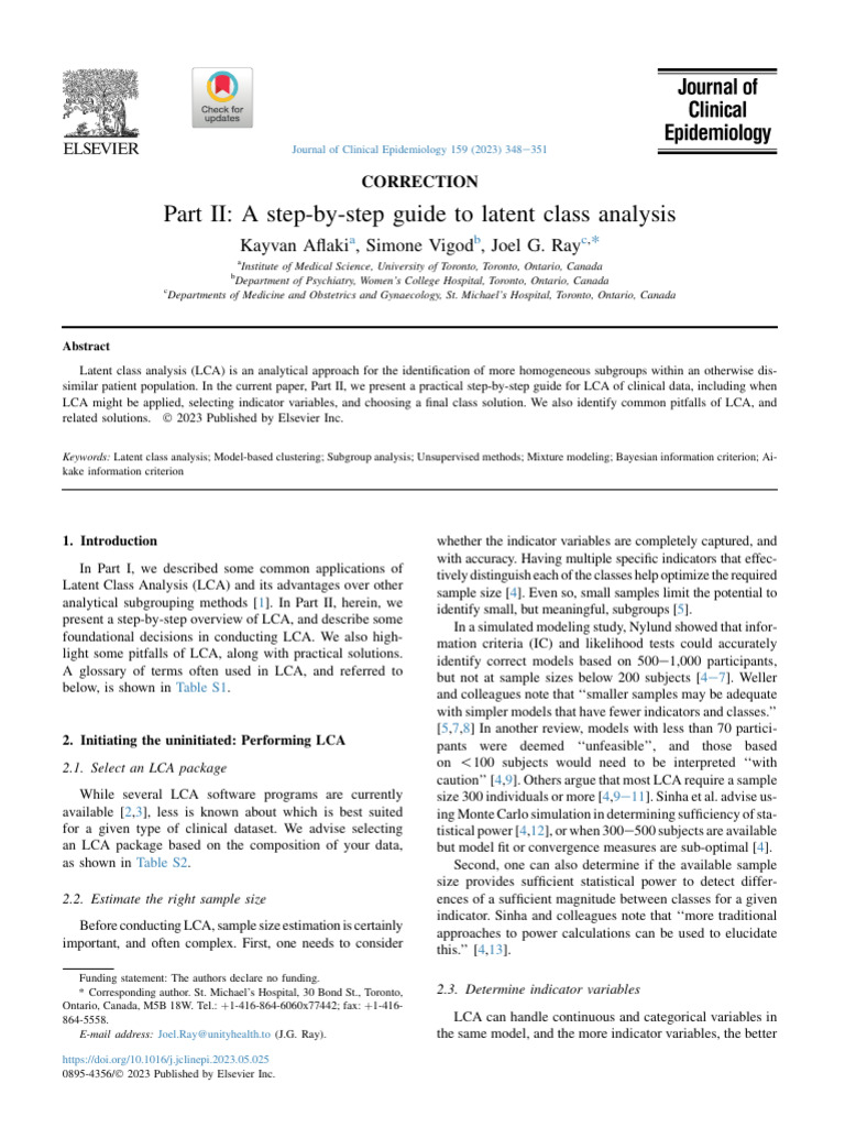 Step-by-Step Guide to Latent Class Analysis | PDF | Akaike Information ...
