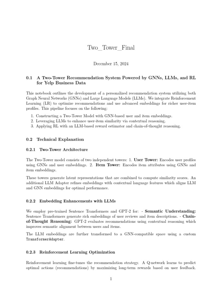 Two Tower LLM Recommendation | PDF | Artificial Intelligence ...