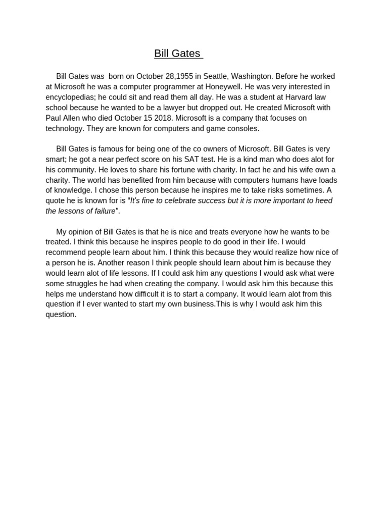 Bill Gates Biography | PDF
