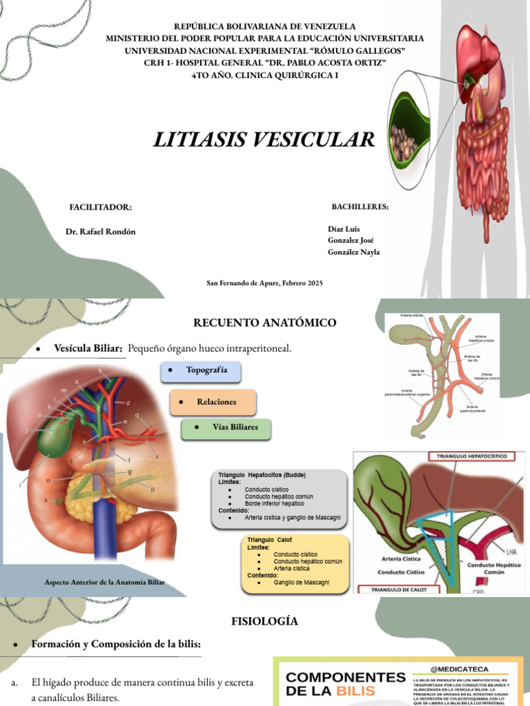 Colecistectomía Laparoscópica y Litiasis | PDF | Bilis | Hígado