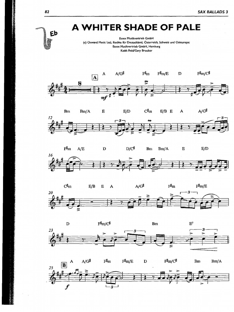 A Whiter Shade of Pale-Alto Sax | PDF
