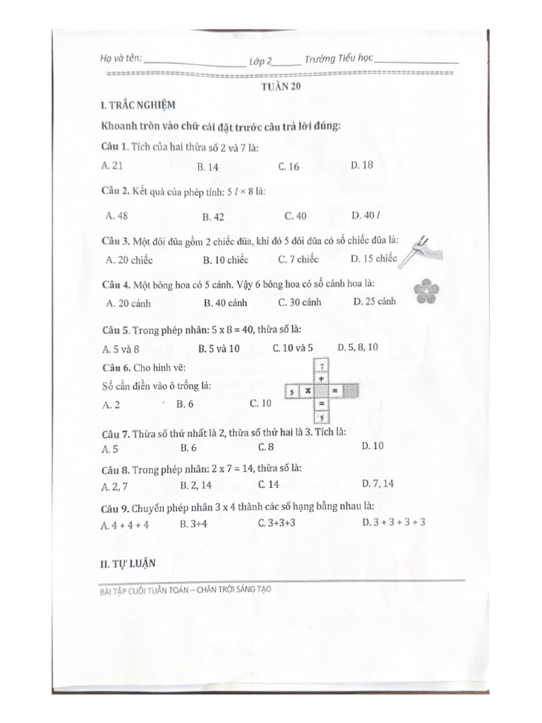 BT - Ôn Toán - GK2 - 2425 | PDF
