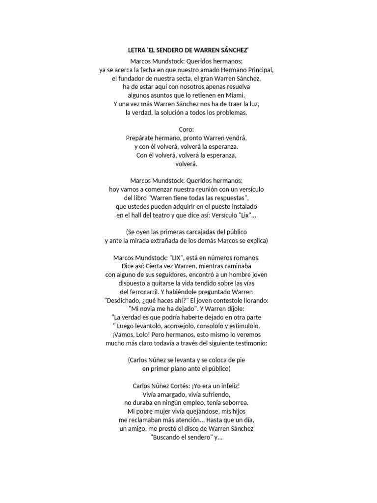 Sendero de Warren Sanchez | PDF | Oración