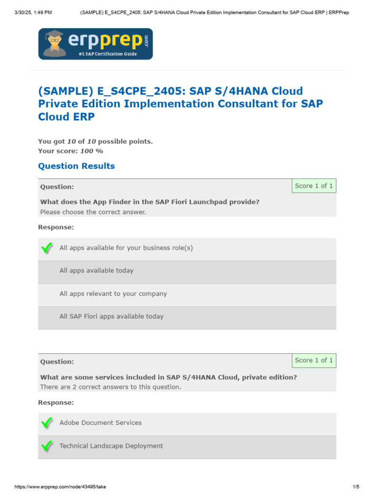 (SAMPLE) E - S4CPE - 2405 - SAP S - 4HANA Cloud Private Edition Implementation Consultant For ...