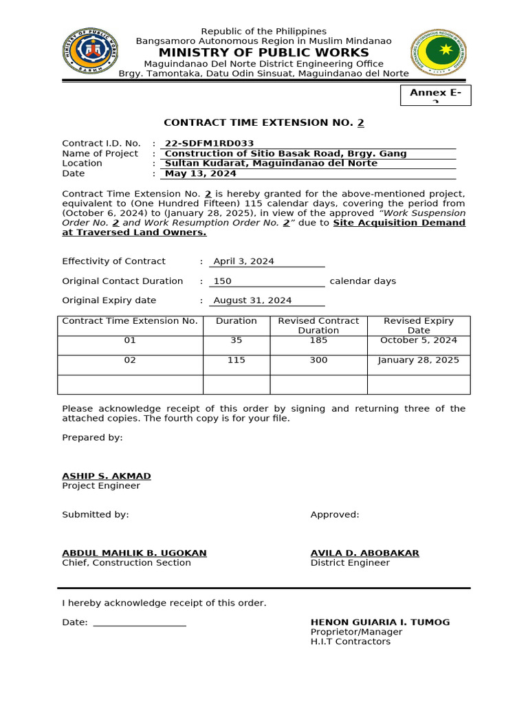 Contract Time Extension | PDF