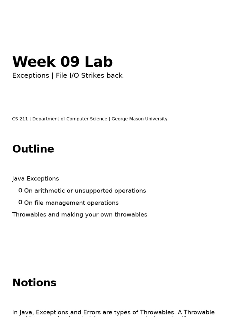 Week09 Exceptions | PDF