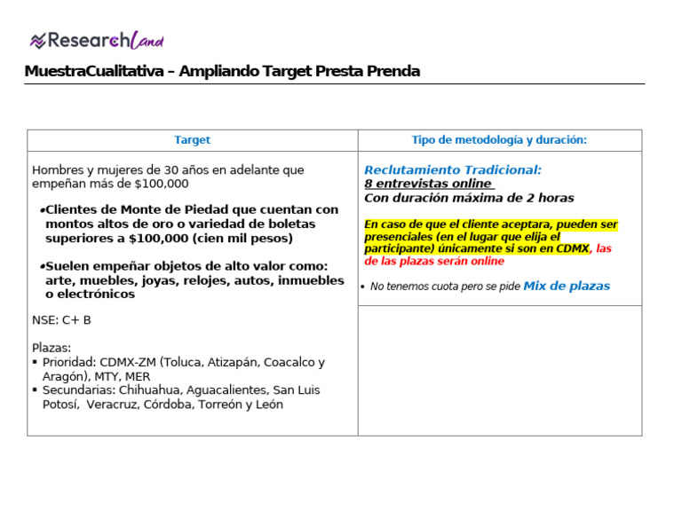 Muestra Nuevo Segmento Presta Prenda - GNRL | PDF
