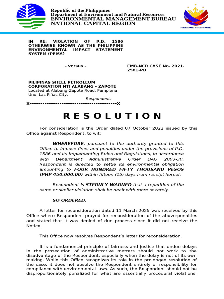 Resolution PD - Shell Nti Alabang | PDF | Justice | Crime & Violence