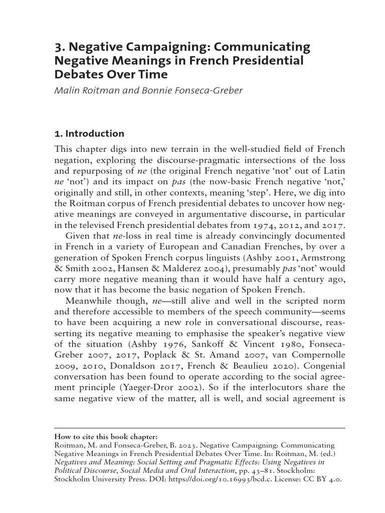 Negatives and Meaning 3 Negative Campaigning Communicating Negative ...