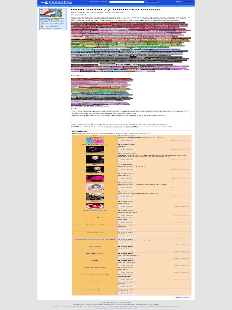 Imvu Hoard UPDATED !!!!!!!!!! Layout SpaceHey | PDF | Computing | Online Services