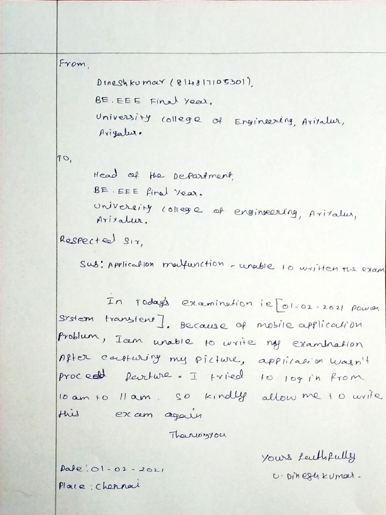 Letter To HOD | PDF