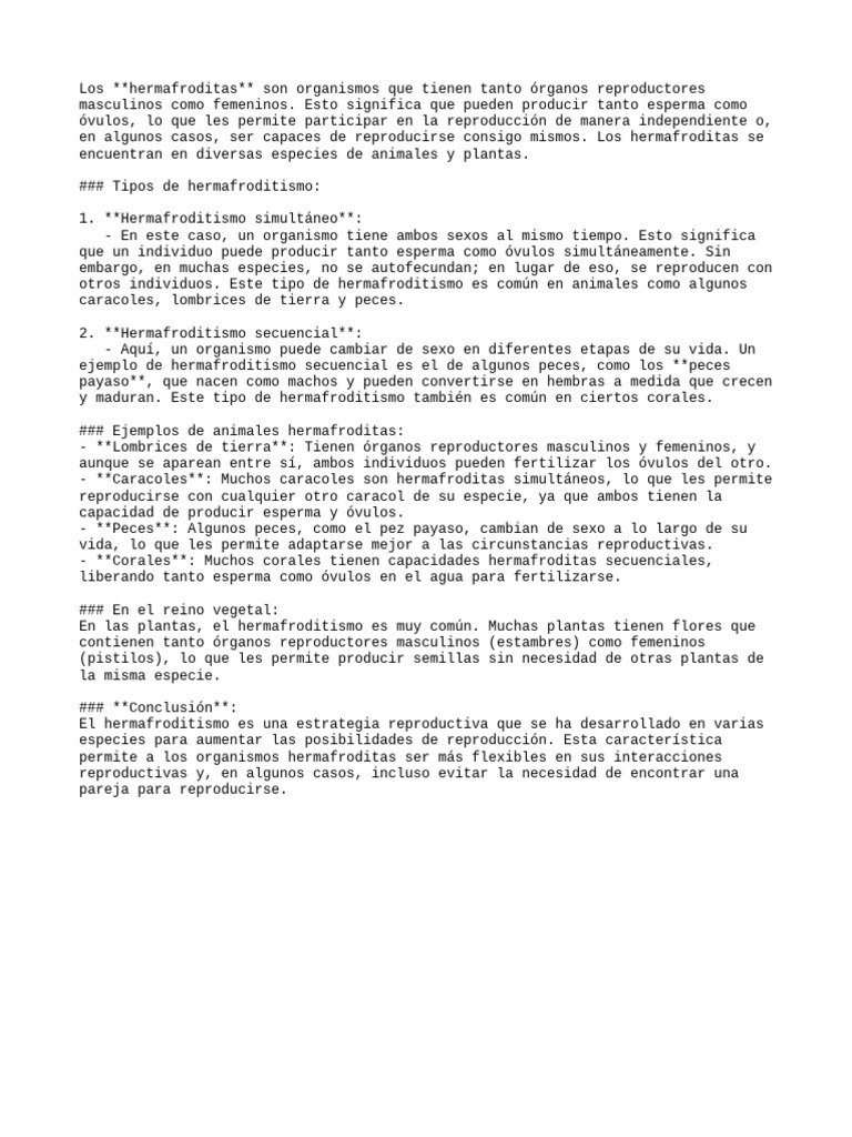 que significa ser hermafrodita | PDF | Sexo | Reproducción