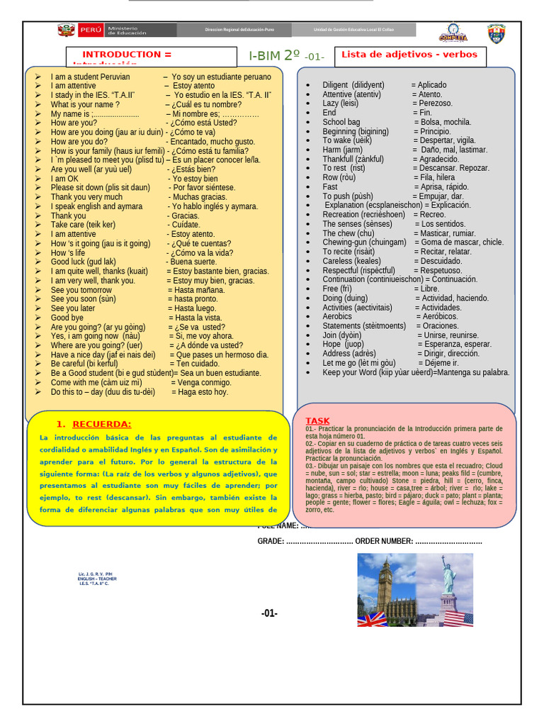 Ingles 2º Introdu. I Trim-. | PDF
