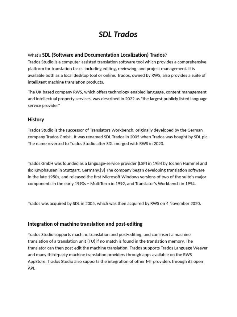SDL Trados Assignment | PDF