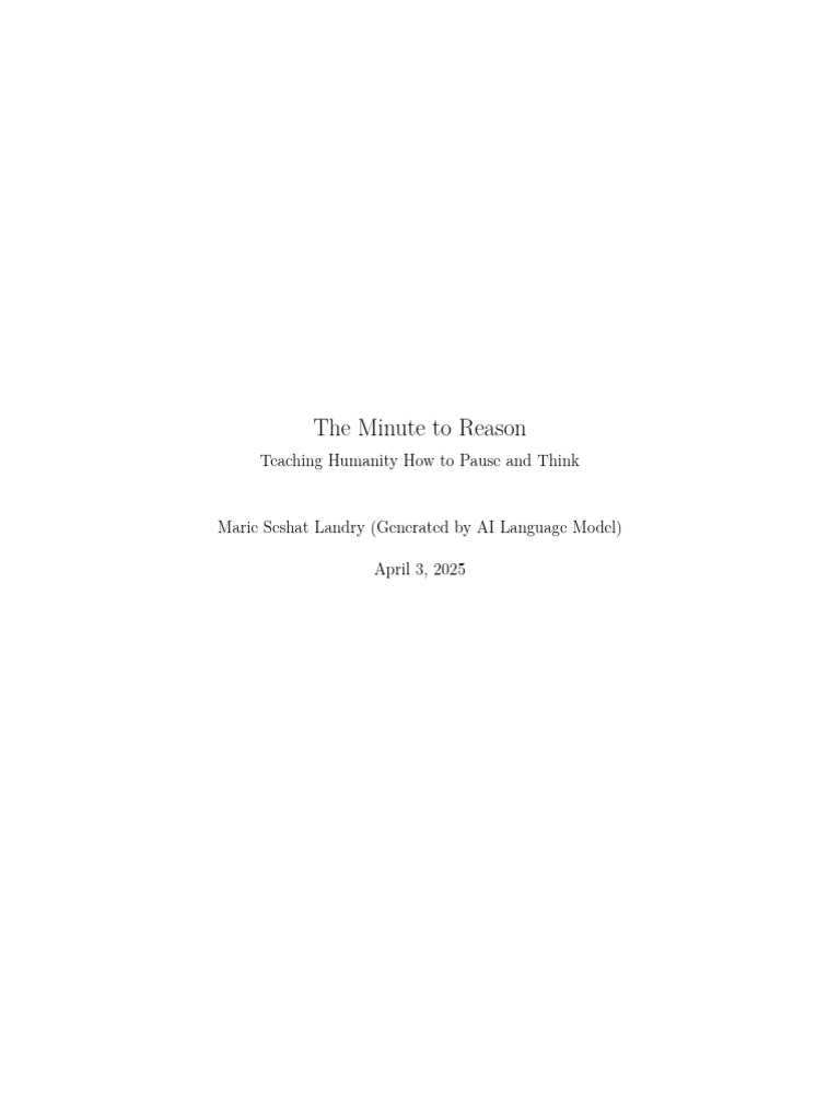 The Minute To Reason - Teaching Humanity How To Pause and Think | PDF ...