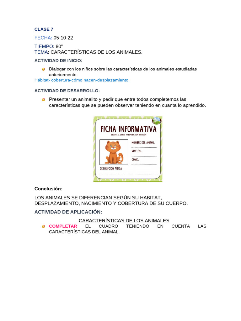 Características de Los Animales | PDF