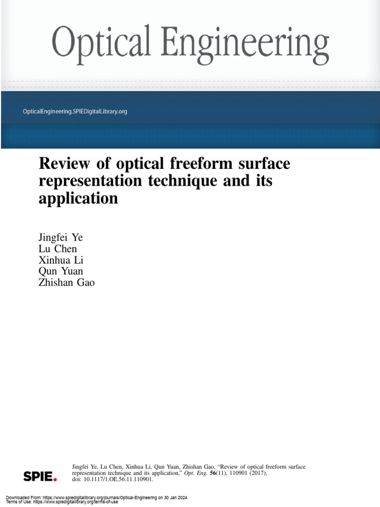 Review of Optical Freeform Surface Representation Technique and Its ...