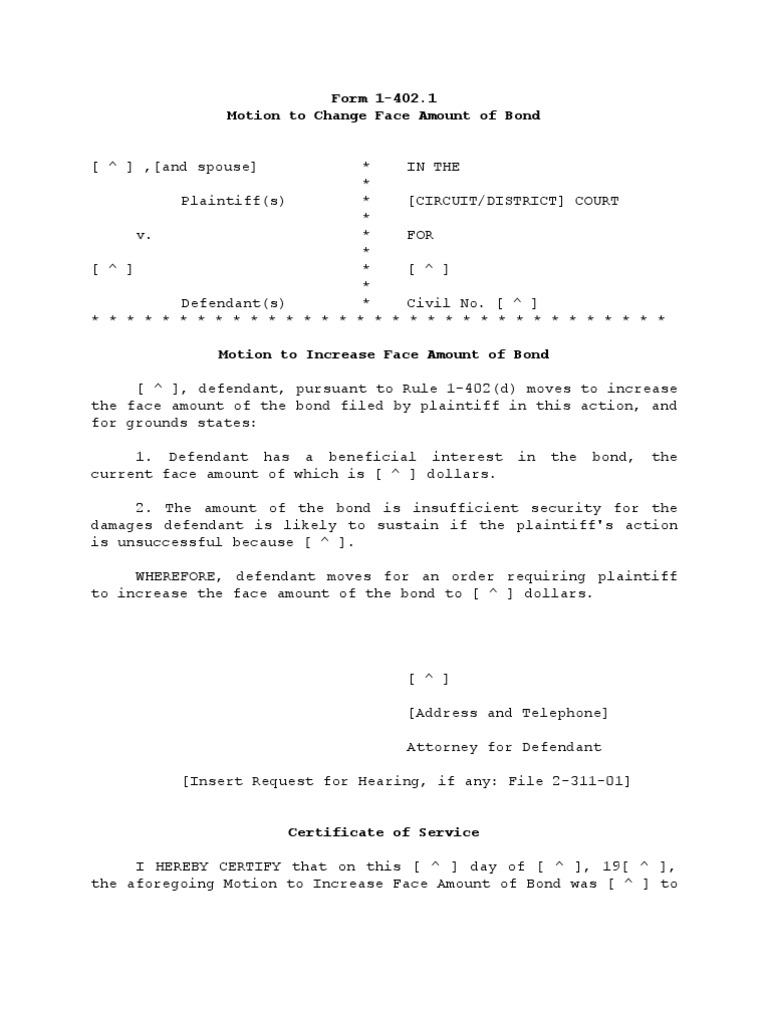 Motion to Increase Bond Amount | PDF | Business | Finance & Money ...