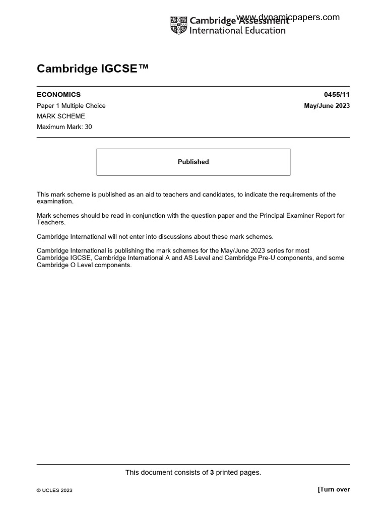 Cambridge IGCSE™: Economics 0455/11 | PDF | Vocational Education ...