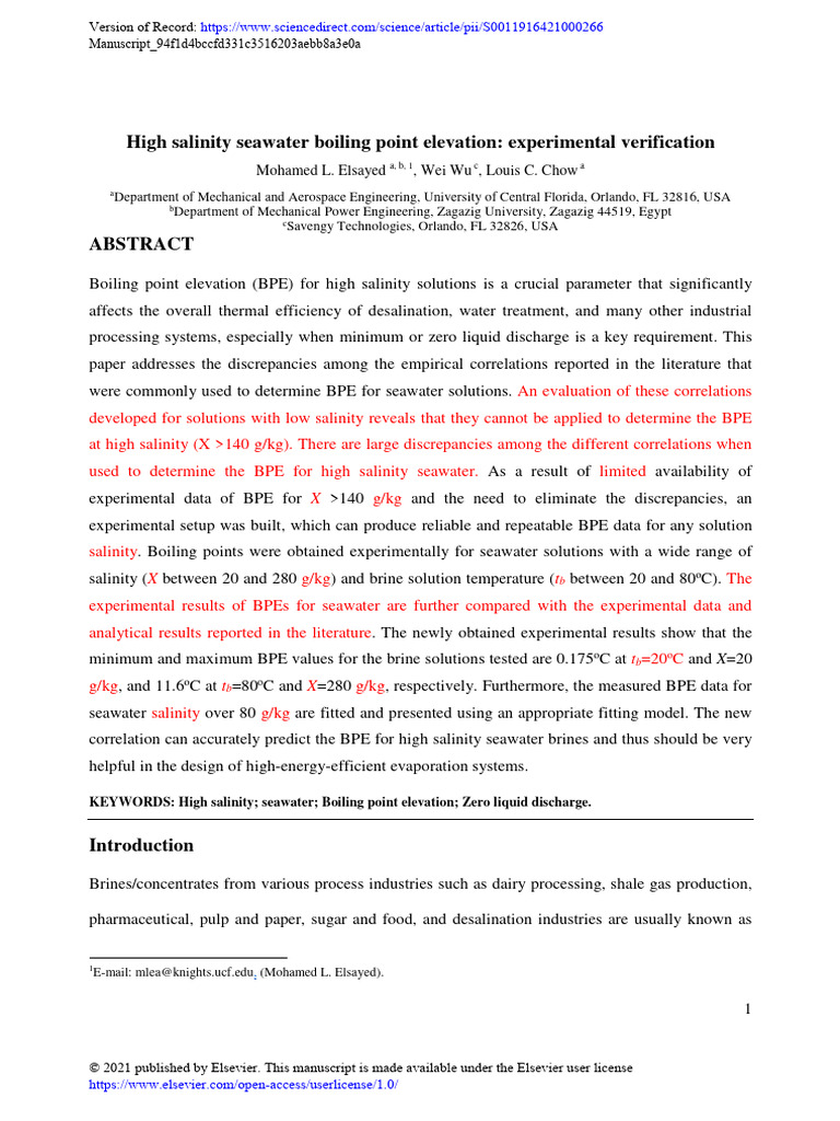 Articulo Aplicacion Duhring 2021 BPE + | PDF | Desalination | Continuum Mechanics