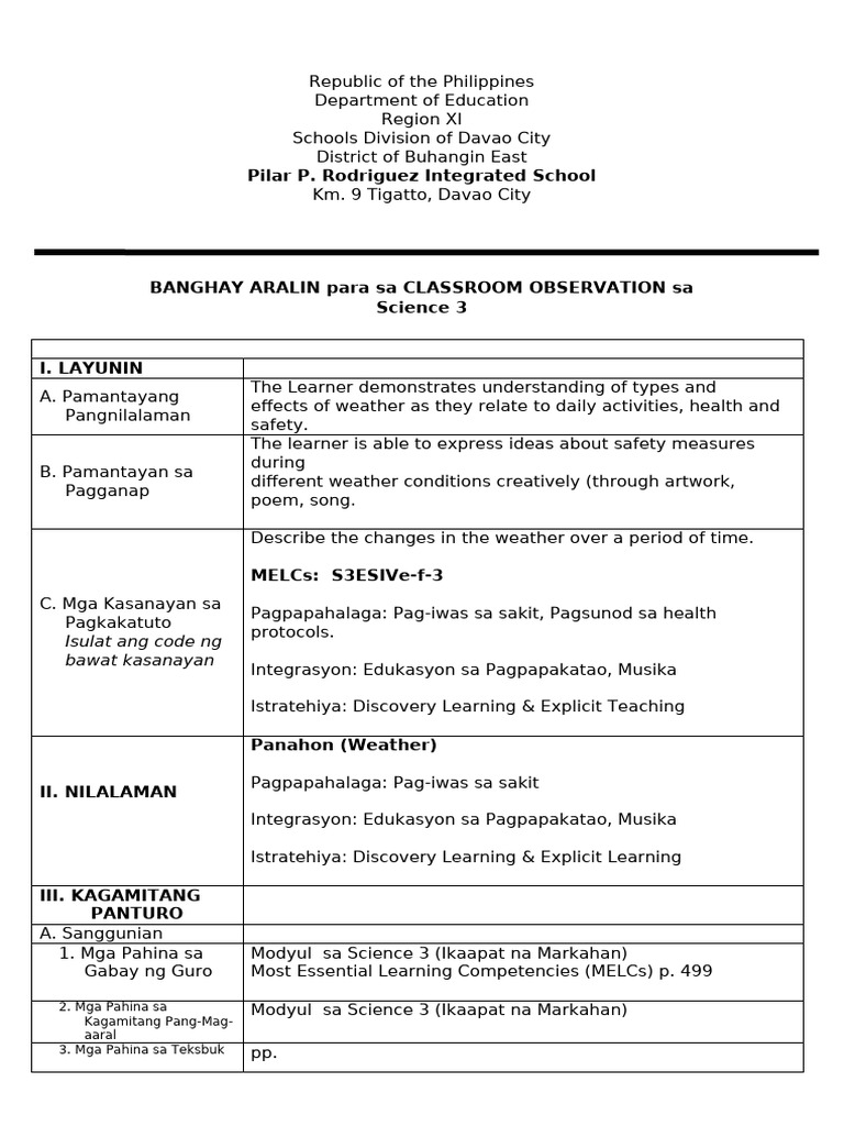 Co Lesson Plan Science 3 Quarter 4 | PDF
